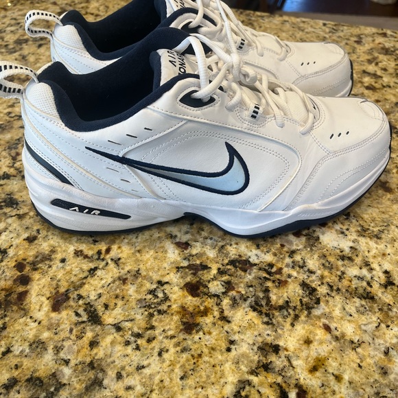 Nike | Shoes | Worn Once Nike Air Monarch Mens Size 2 White Navy | Poshmark